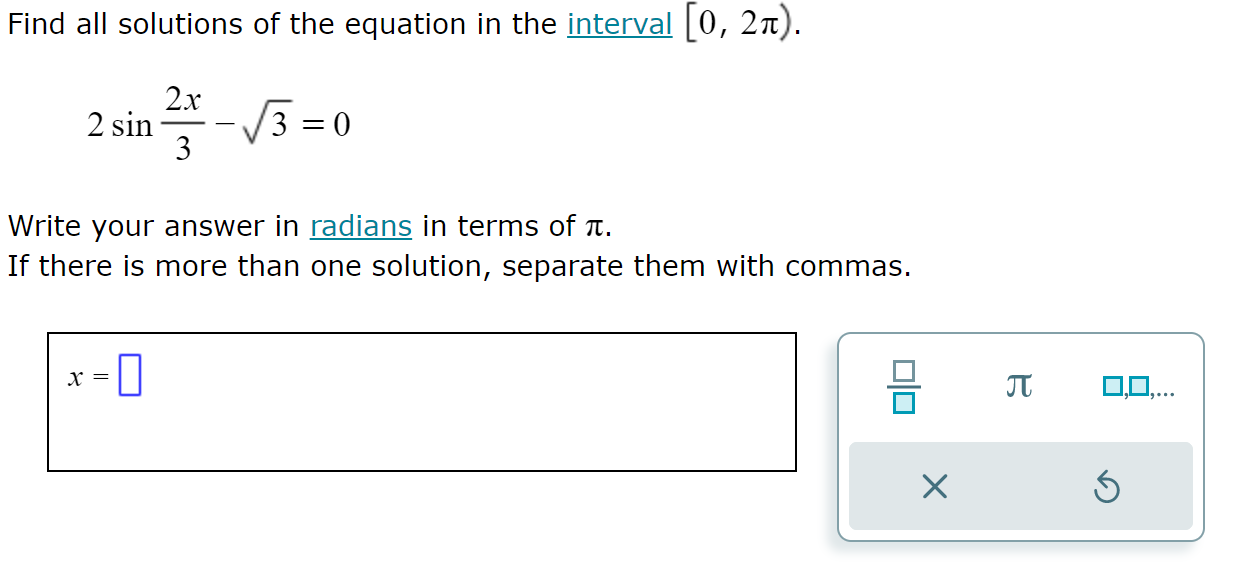 Solved Find all solutions of the equation in the interval | Chegg.com