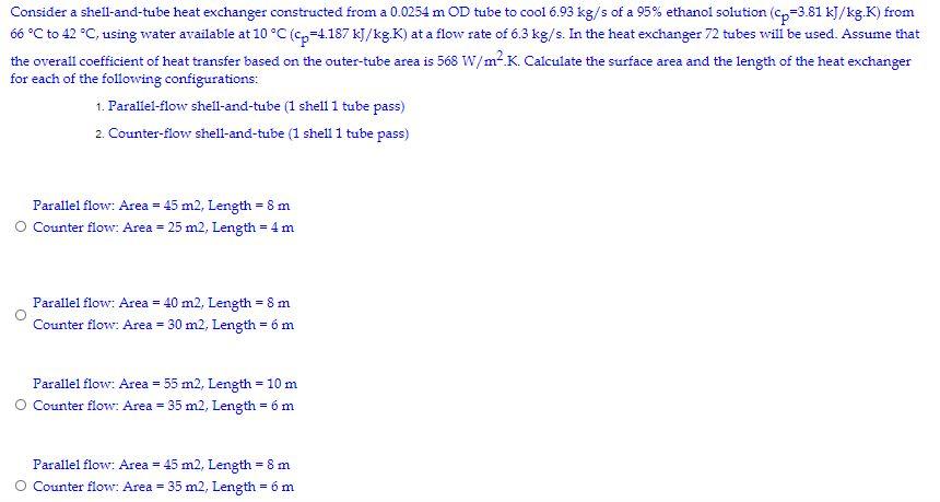 Solved Consider a shell-and-tube heat exchanger constructed | Chegg.com