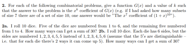 Solved 2. For each of the following combinatorial problems, | Chegg.com