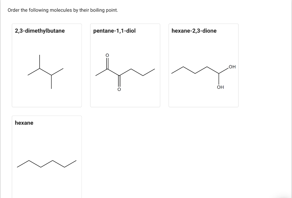 Solved Order the following molecules by their boiling point. | Chegg.com