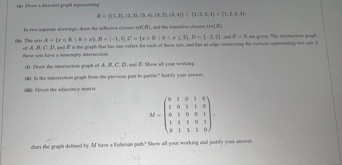 Solved (a) Draw a directed graph representing | Chegg.com