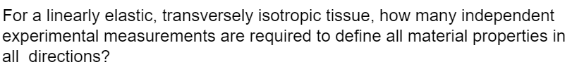 Solved For a linearly elastic, transversely isotropic | Chegg.com