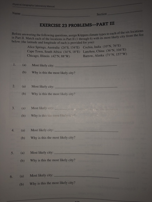 Solved Physical Geogzaphy Laboratory Manual Name Section | Chegg.com