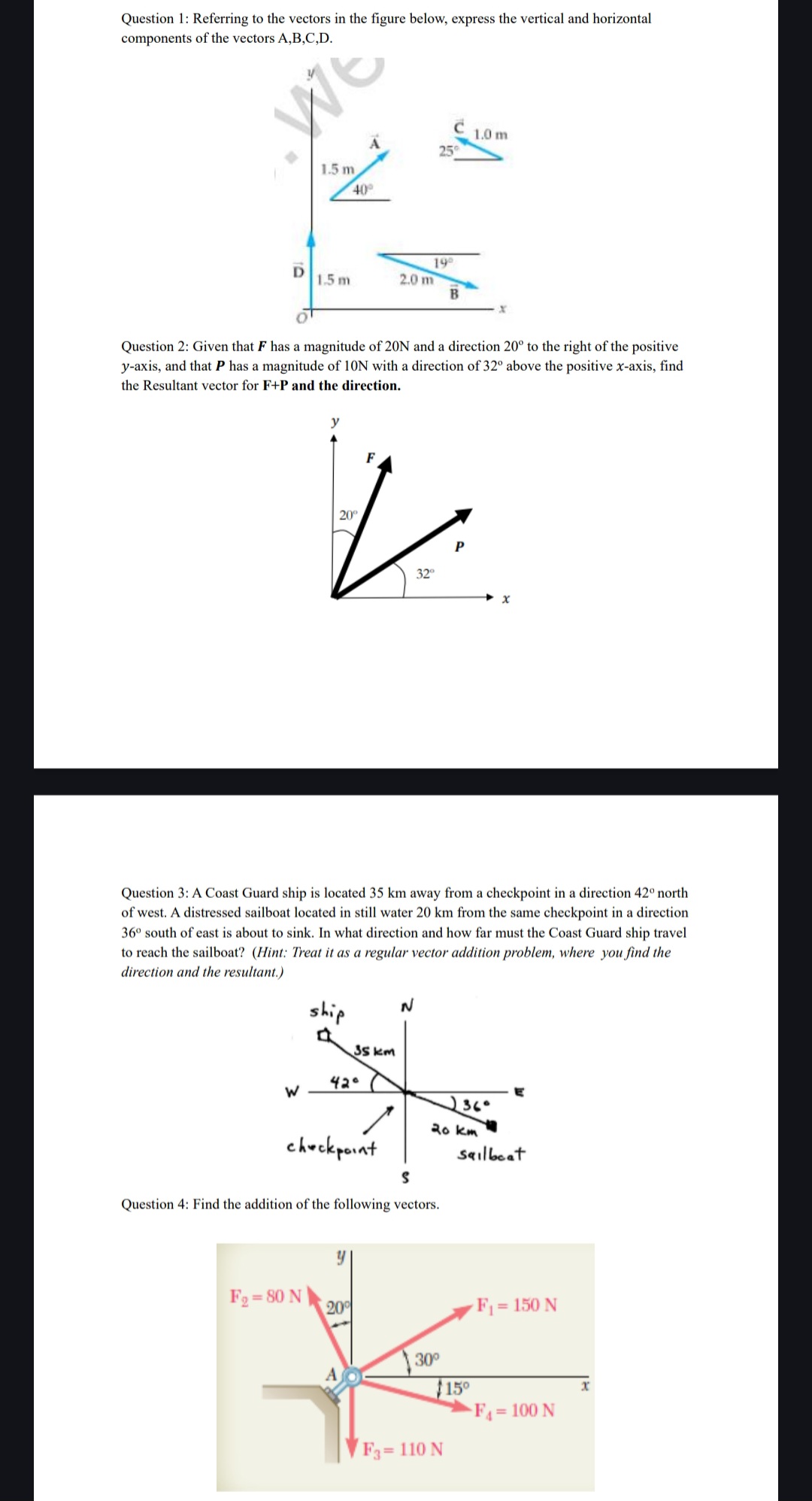 Solved Show all working.Question 1: Referring to the vectors | Chegg.com