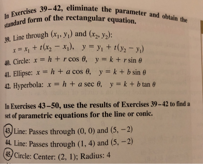 Solved 42, eliminate the parameter and obtain the In | Chegg.com