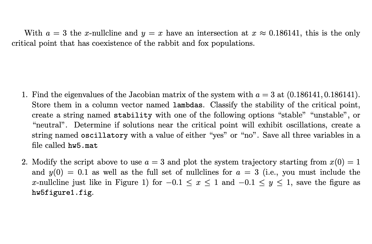 Solved Consider the predator-prey system ( x ﻿for rabbits | Chegg.com