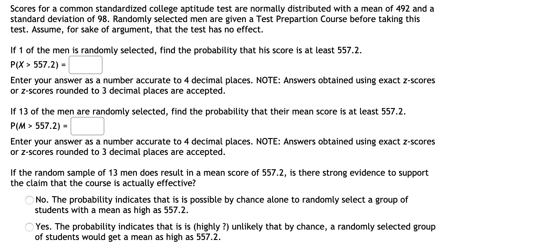 Solved Scores for a common standardized college aptitude | Chegg.com