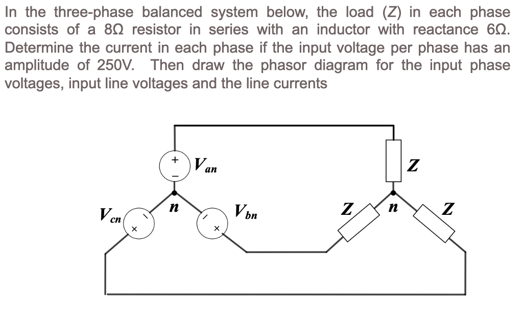 Solved In the three-phase balanced system below, the load | Chegg.com