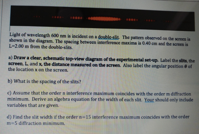 Solved Light of wavelength 600 nm is incident on a | Chegg.com