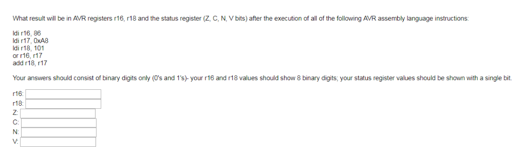 Solved What result will be in AVR registers r16, r18 and the | Chegg.com