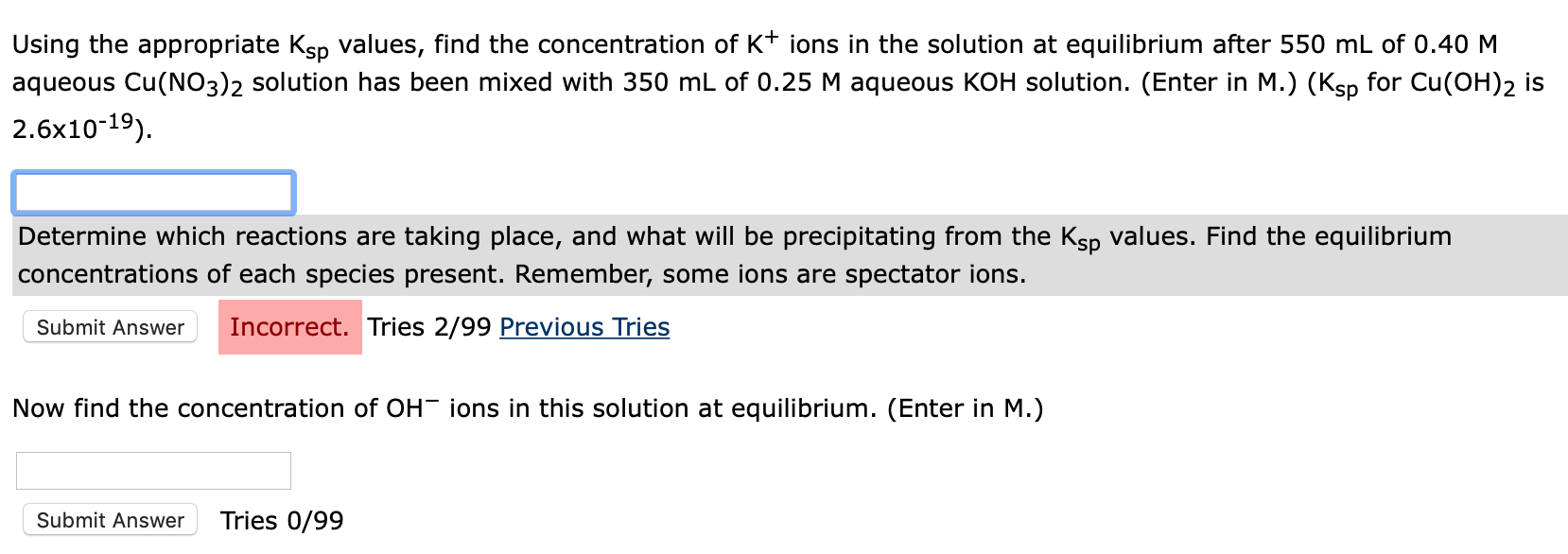 Solved Using the appropriate Ksp values, find the | Chegg.com