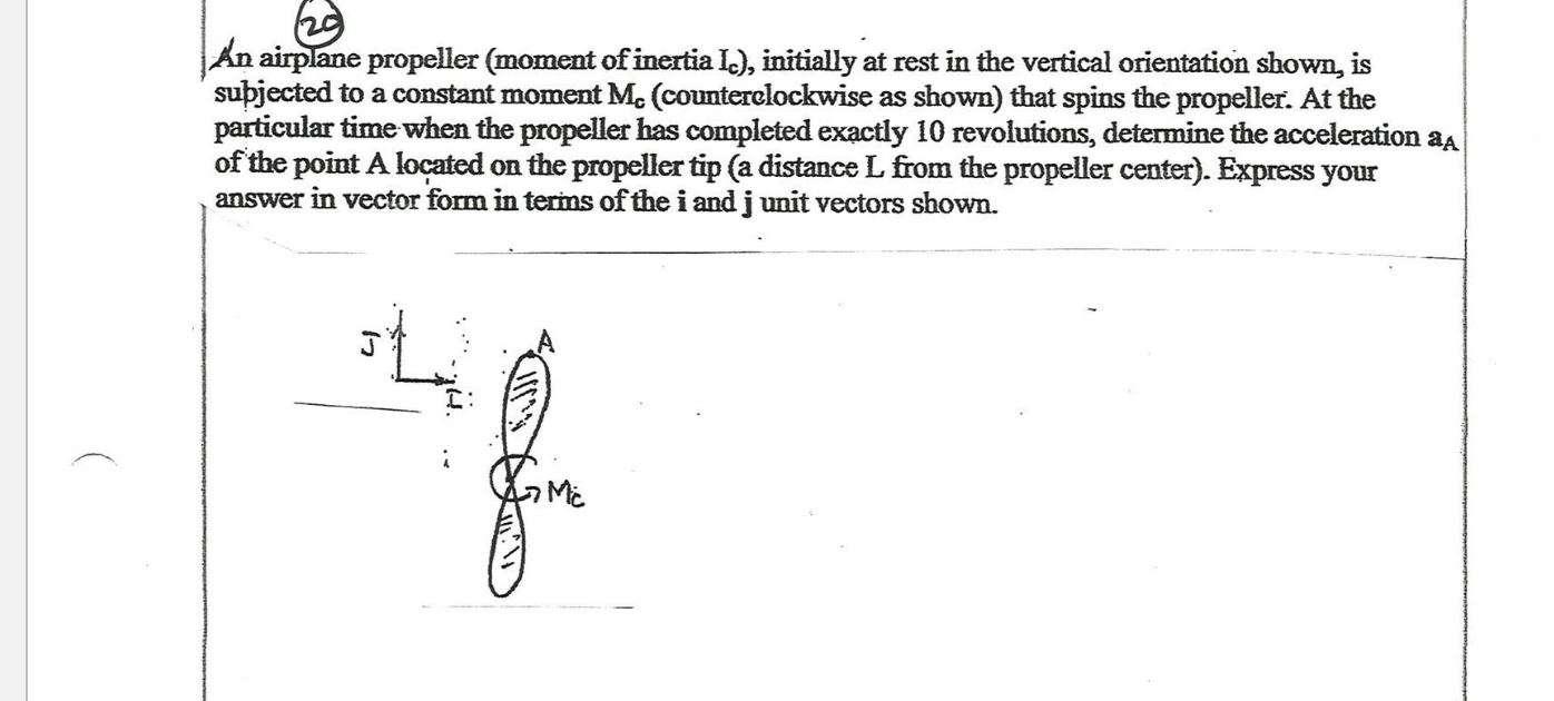 Solved (20 An airplane propeller (moment of inertia I.), | Chegg.com
