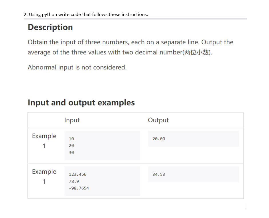 Solved 2. Using python write code that follows these | Chegg.com