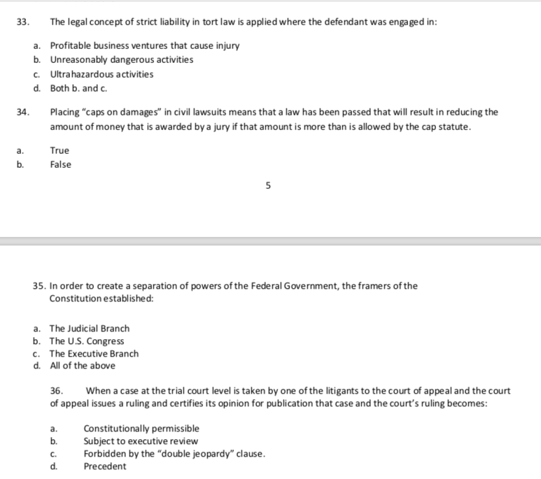 Solved 33. The legal concept of strict liability in tort law | Chegg.com