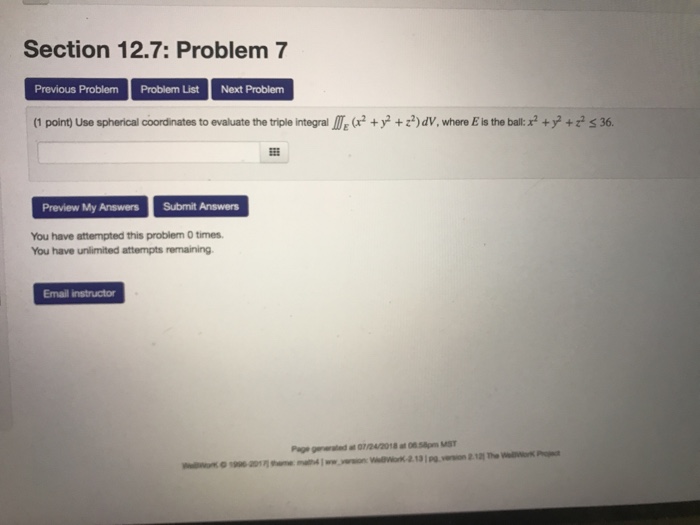 Solved Section 12.7: Problem 4 Previous Problem Problem List | Chegg.com