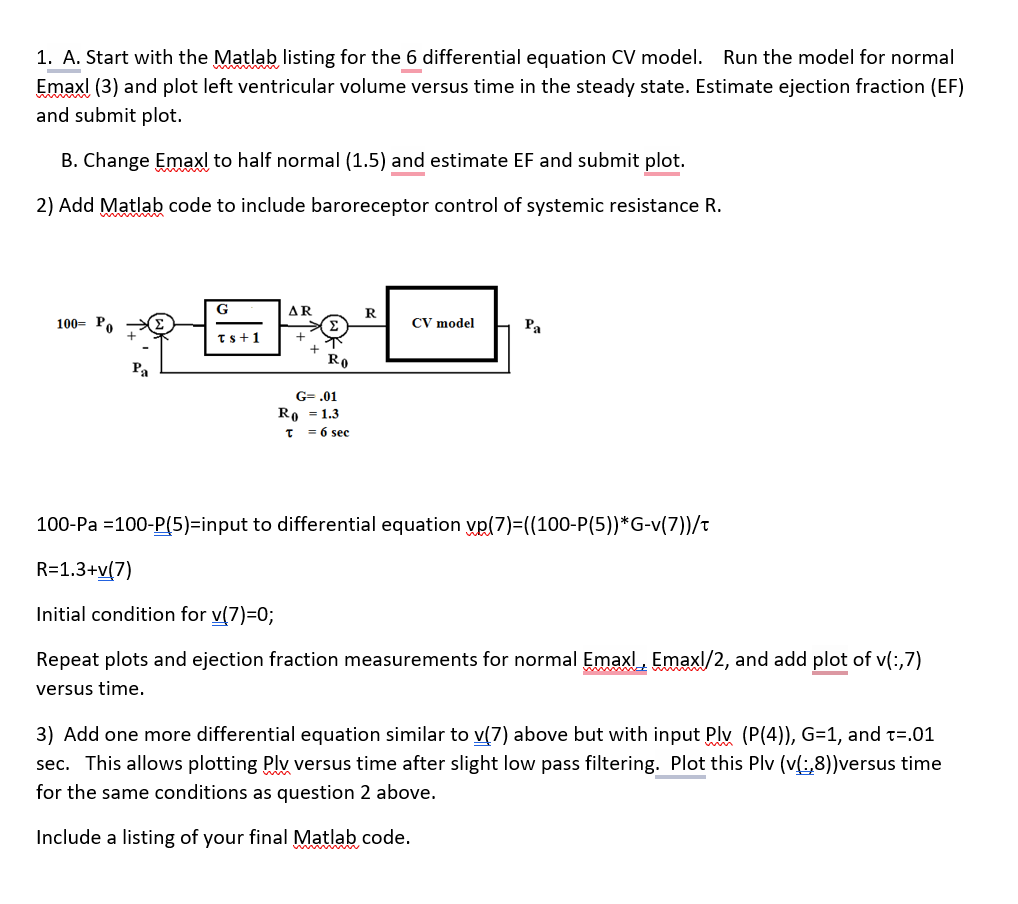 Solved A. ﻿Start with the Matlab listing for the 6 | Chegg.com