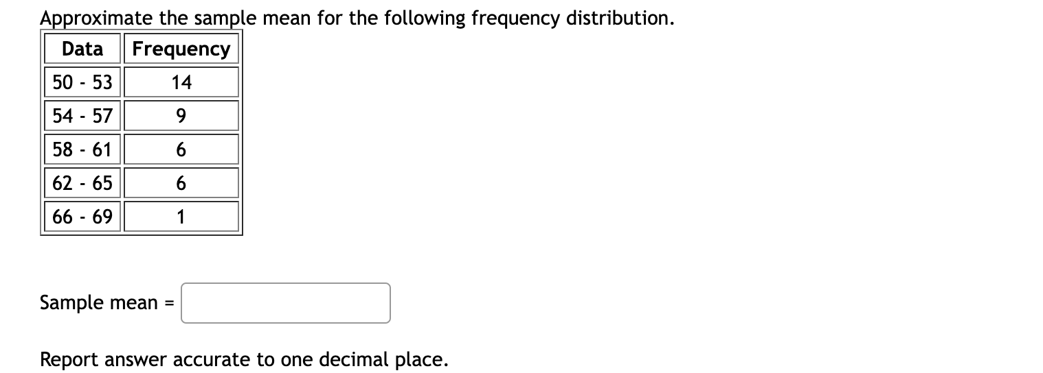 Solved Report answer accurate to one decimal place. | Chegg.com