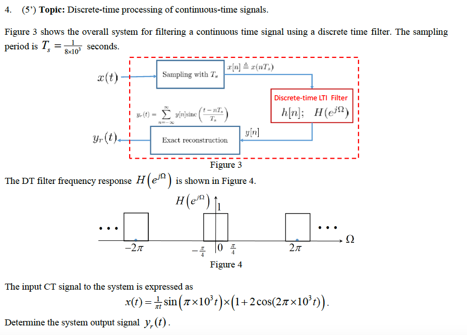 Solved 4. (5') Topic: Discrete-time processing of | Chegg.com