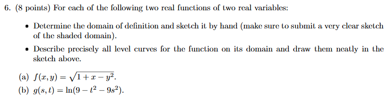 Solved (8 ﻿points) ﻿For each of ﻿the following two real | Chegg.com