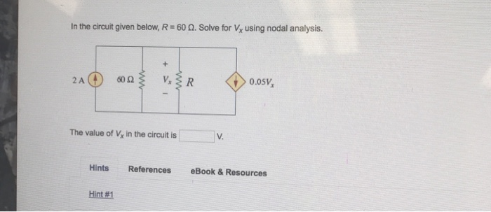 Solved In the circuit given below, R-60 Ω. Solve for VX | Chegg.com