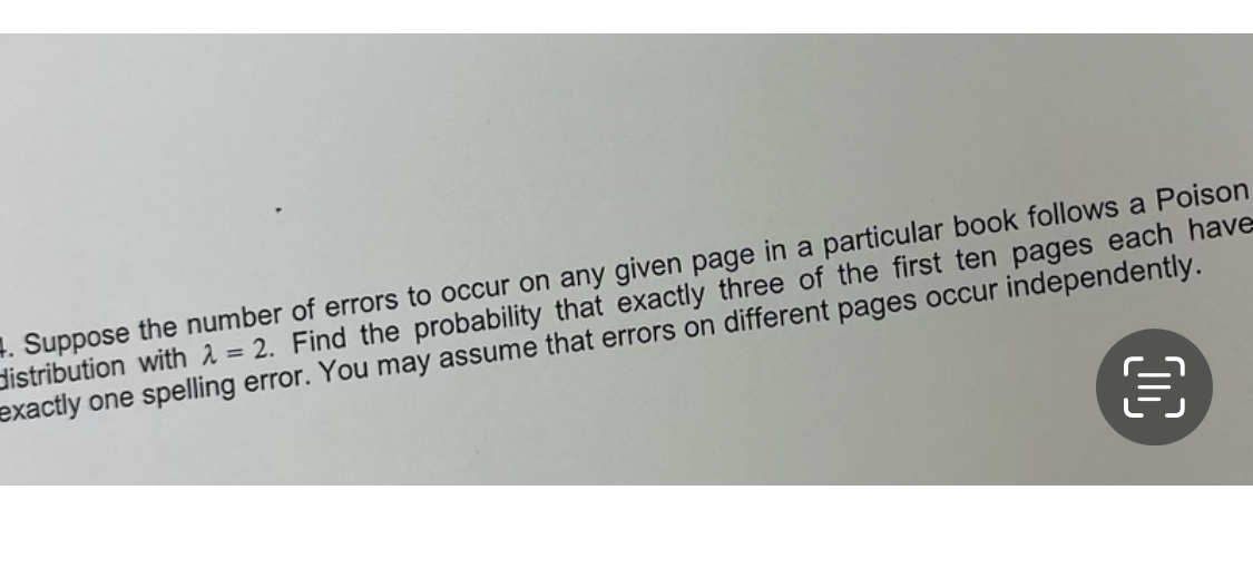 Solved Suppose the number of errors to occur on any given | Chegg.com