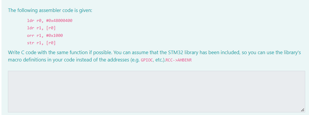 The following assembler code is given: 1dr r | Chegg.com