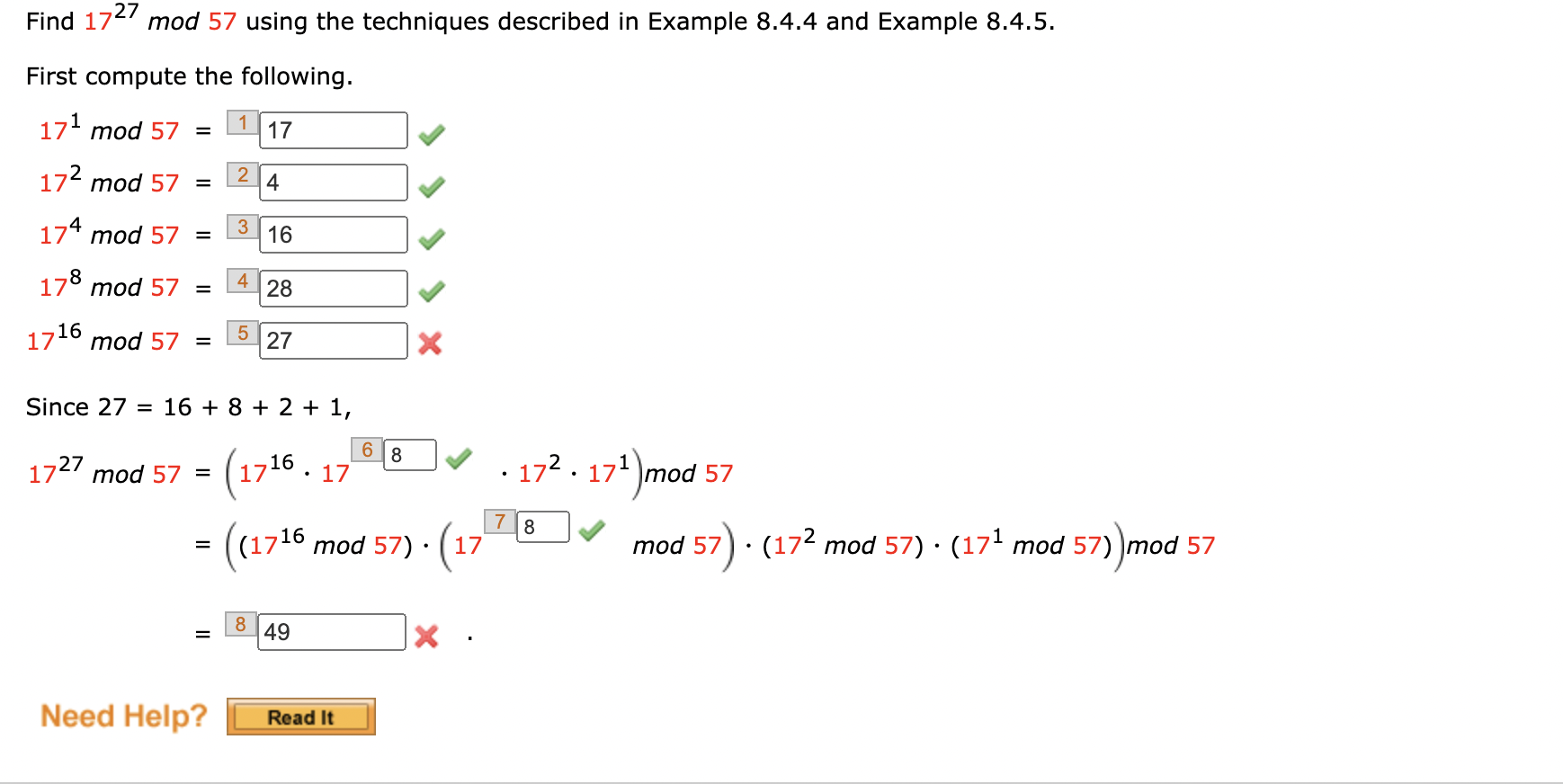Solved Find 1727 Mod 57 Using The Techniques Described In Chegg