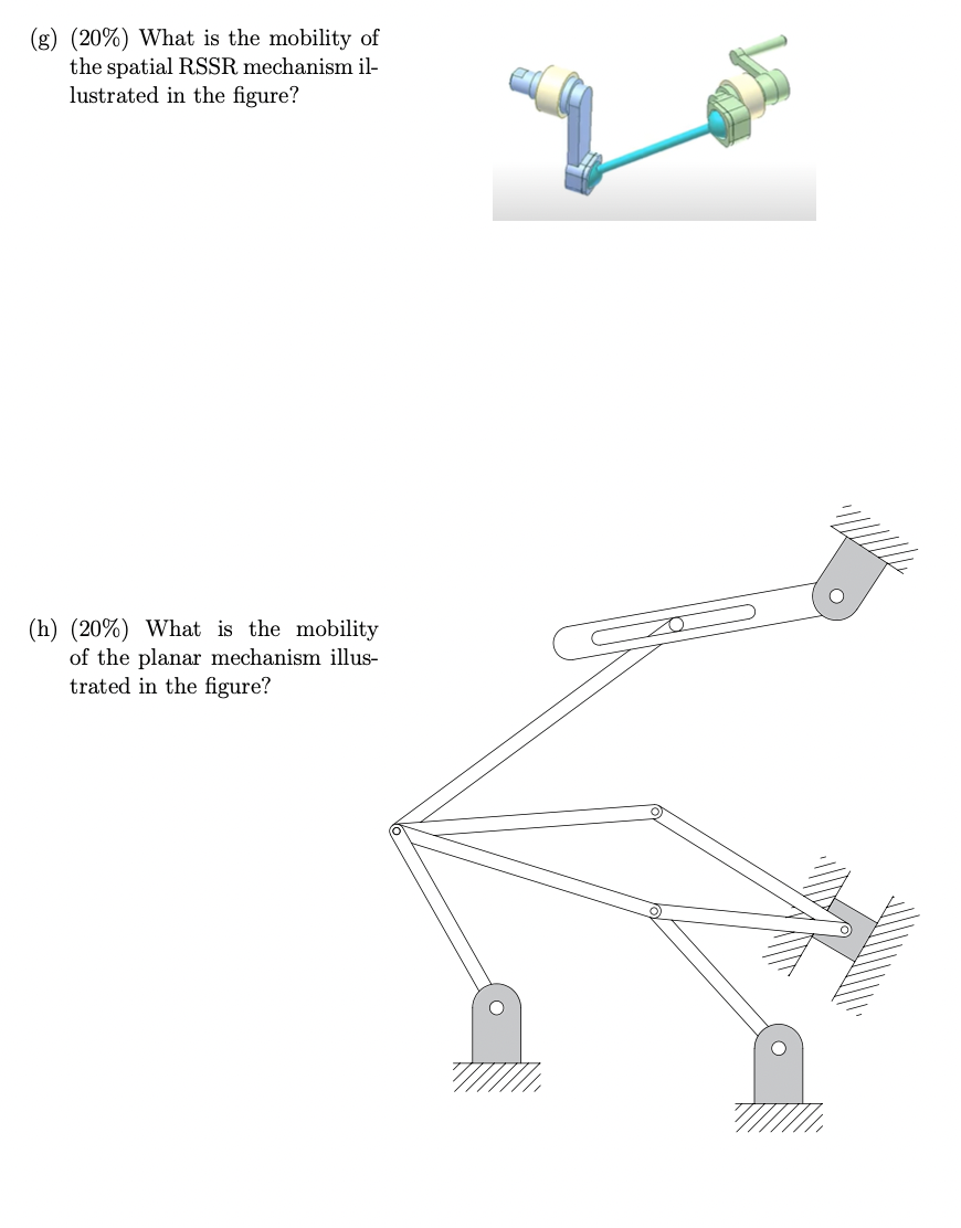 Solved (g) (20%) What is the mobility of the spatial RSSR | Chegg.com