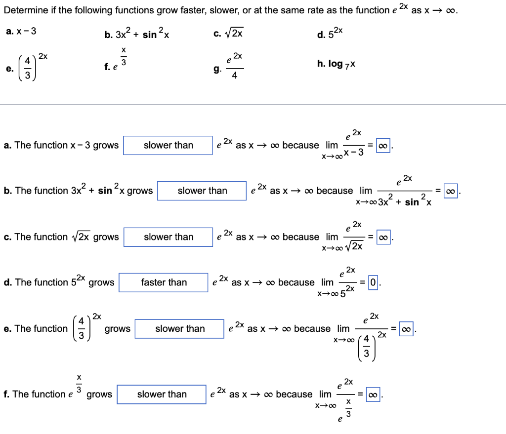 Solved Determine if the following functions grow faster, | Chegg.com