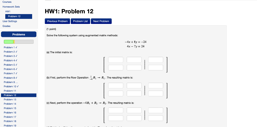 Solved Courses Homework Sets HW1 Problem 12 User Settings | Chegg.com