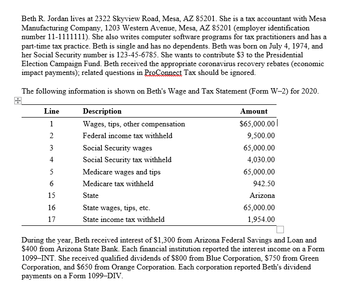 Solved Beth R. Jordan lives at 2322 Skyview Road. Mesa, AZ | Chegg.com