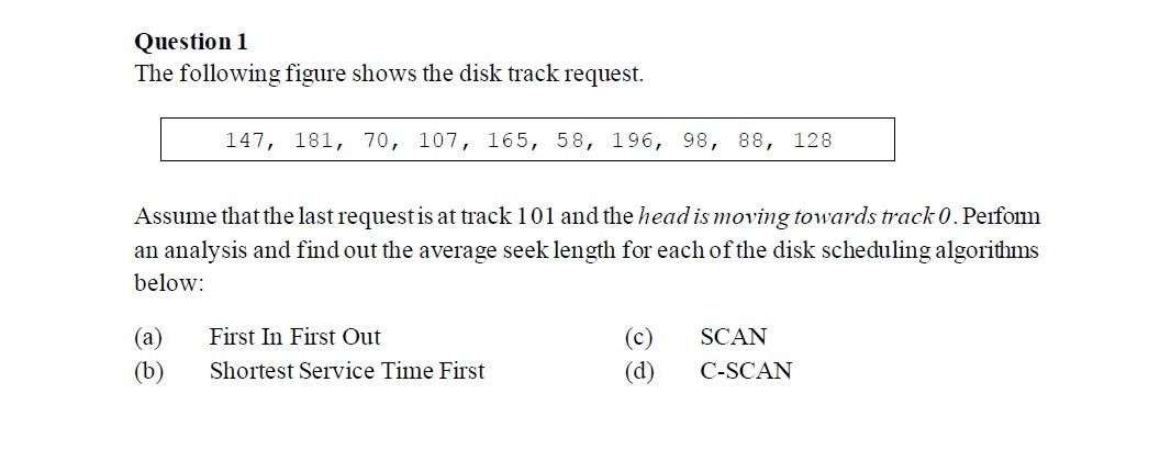 Solved Question 1 The following figure shows the disk track | Chegg.com