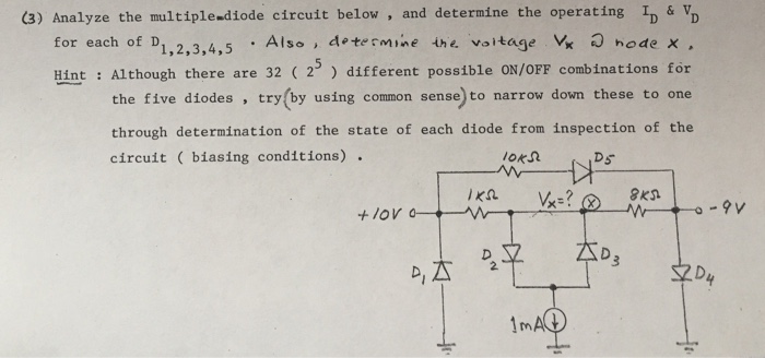 Solved Analyze the multiple = diode circuit below, and | Chegg.com