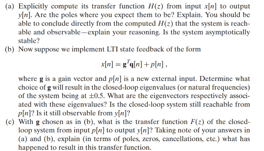 Solved 6.2. Consider the DT LTI state-space model | Chegg.com
