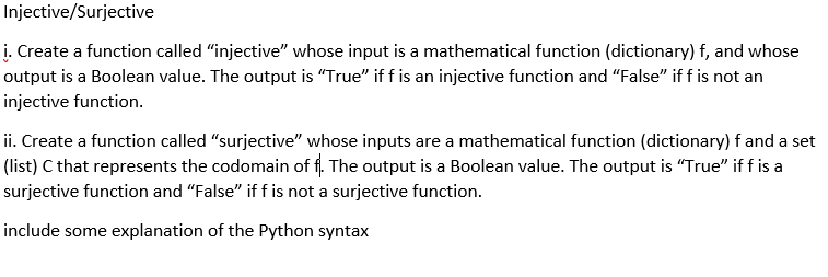 Solved Injective/Surjective . Create a function called | Chegg.com
