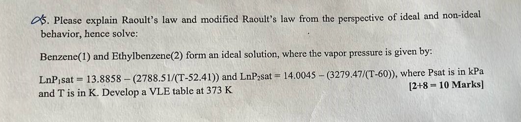 Solved Please explain Raoult's law and modified Raoult's law | Chegg.com