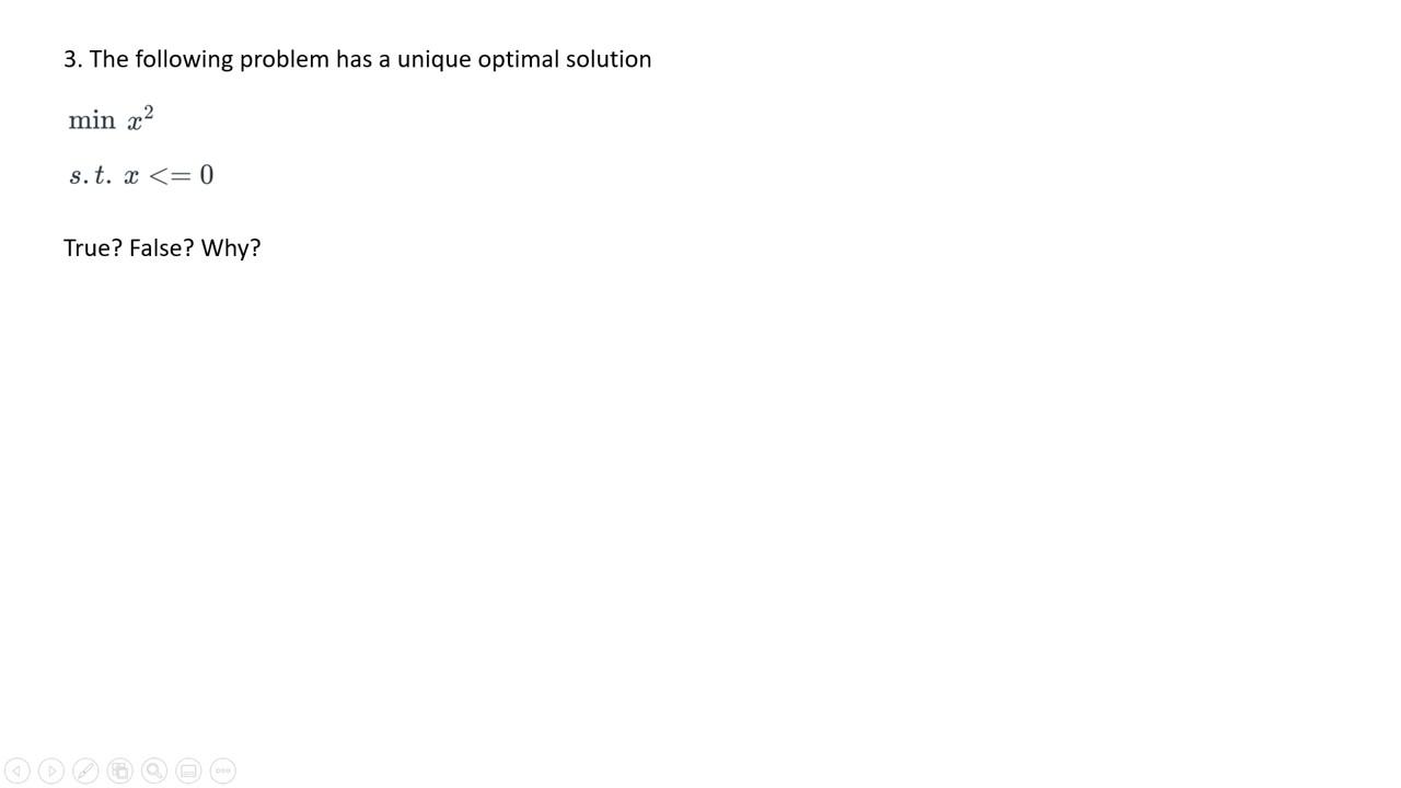 Solved 1. The following problem has no feasible solution: | Chegg.com