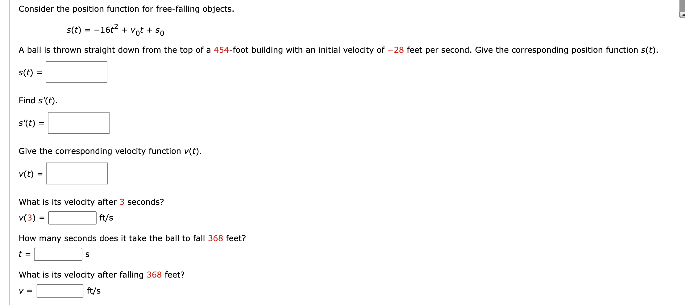 Solved Consider the position function for free-falling | Chegg.com