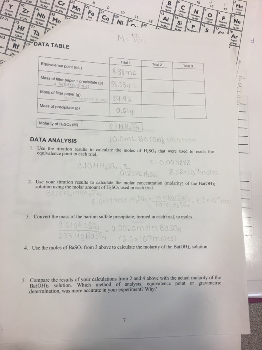 Solved Use the titration results to calculate the moles of | Chegg.com