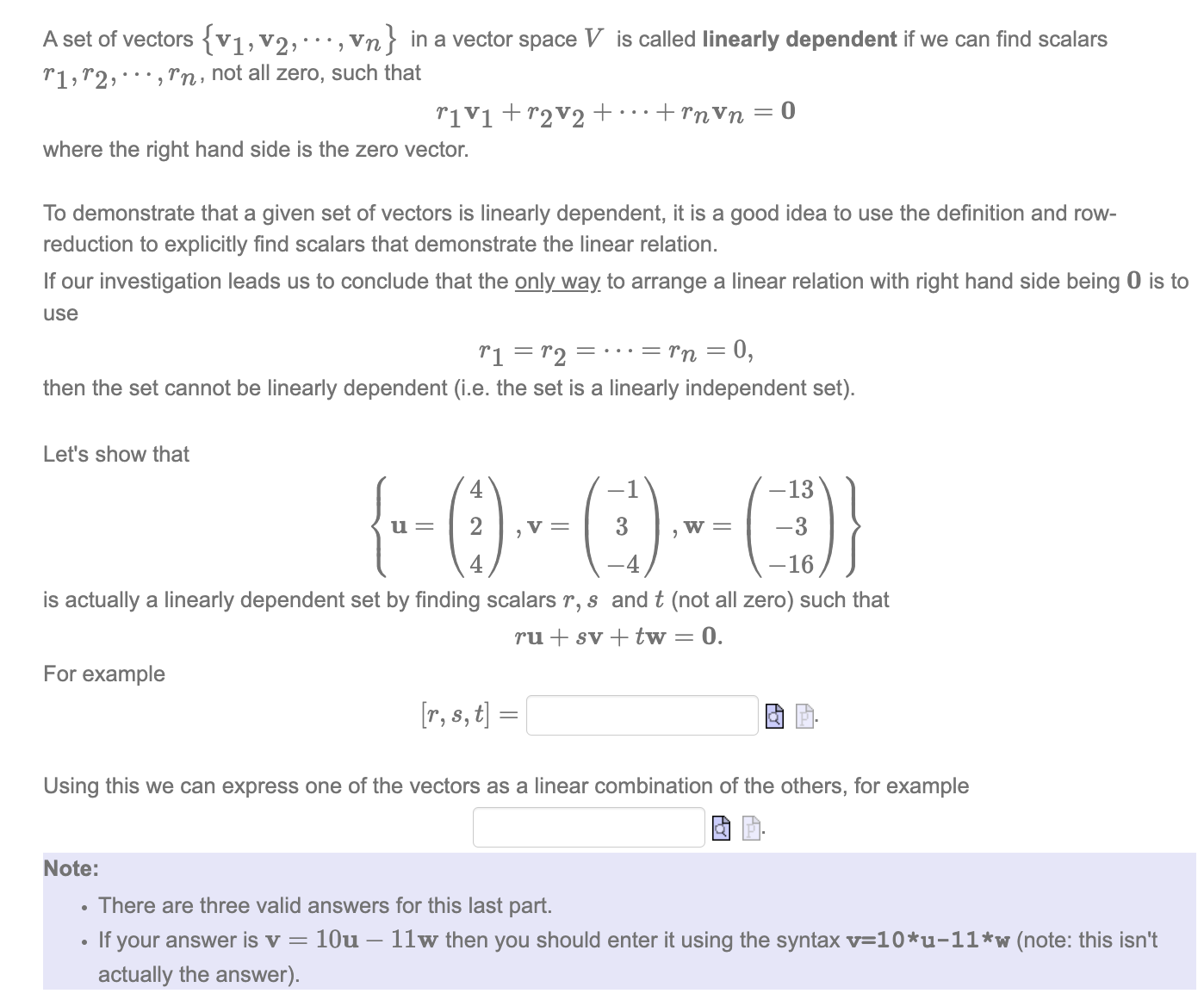 Solved A set of vectors {v1,v2,⋯,vn} in a vector space V is | Chegg.com