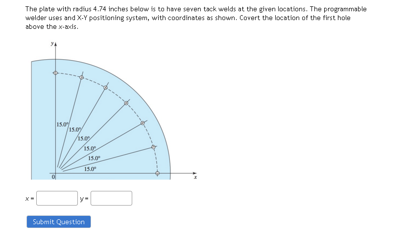 Solved The plate with radius 4.74 inches below is to have | Chegg.com