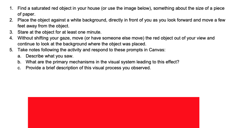 Solved 1. Find a saturated red object in your house (or use | Chegg.com