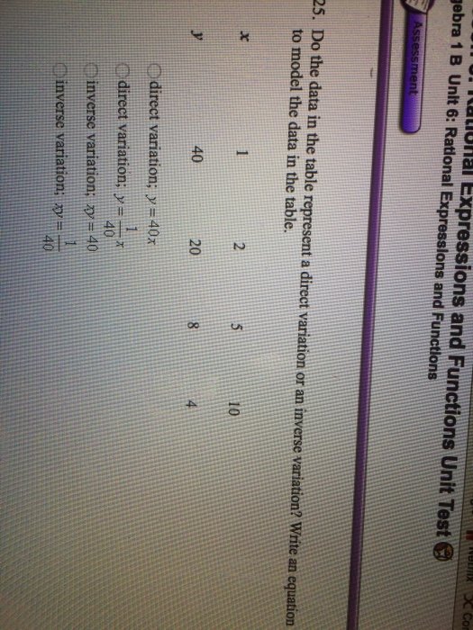 Solved Do The Data In The Table Represent A Direct Variation