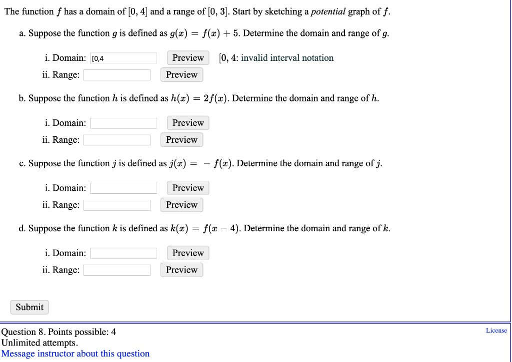 Solved The Function F Has A Domain Of [0 4 And A Range Of