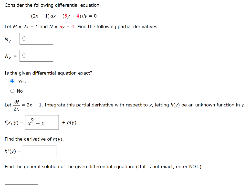 Solved Consider the following differential equation. (2x - | Chegg.com