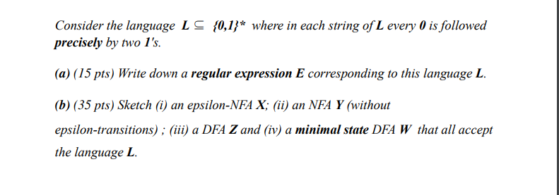 Consider the language L⊆{0,1}∗ where in each string | Chegg.com