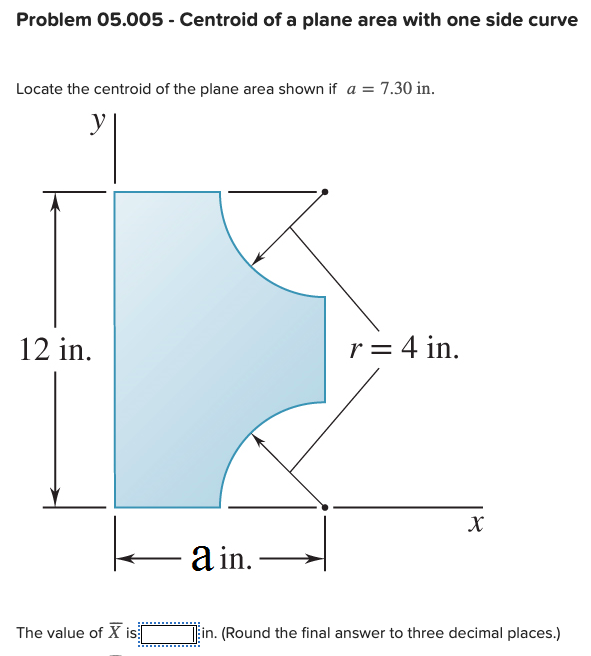 Solved Problem 05.005 - ﻿Centroid of a plane area with one | Chegg.com