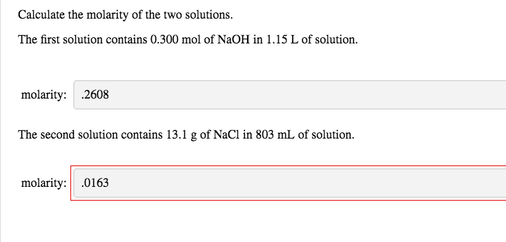 Solved Calculate the molarity of the two solutions. The | Chegg.com