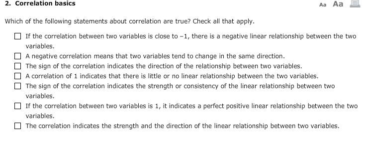 Solved 2. Correlation basics Which of the following | Chegg.com
