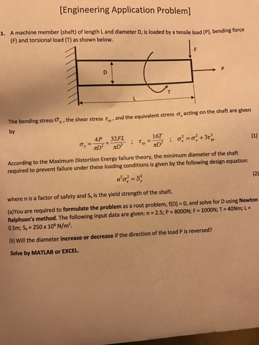 Solved The bending stress sigma_X, the shear stress | Chegg.com